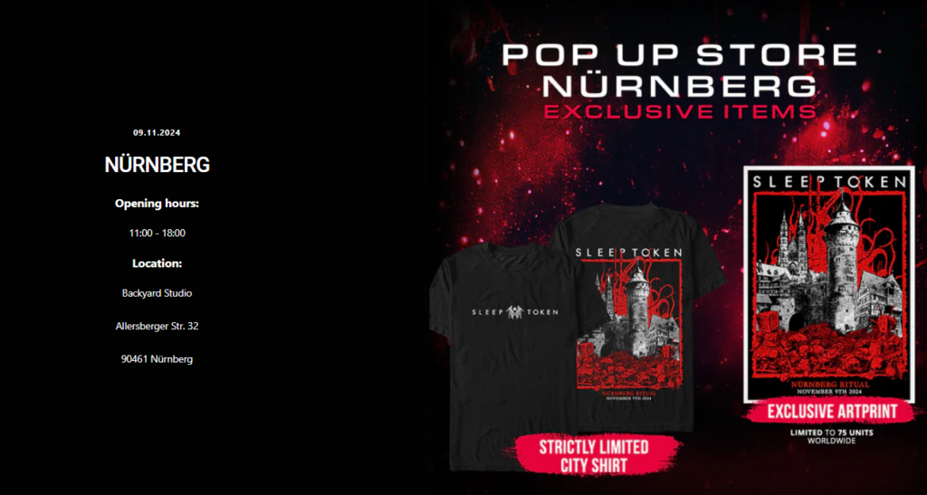 Sleep Token Nürnberg Pop-Up Store Offers Exclusive Merchandise on ...